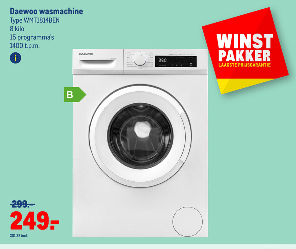 Daewoo wasmachine Type WMT1814BEN 8 kilo aanbieding bij Makro