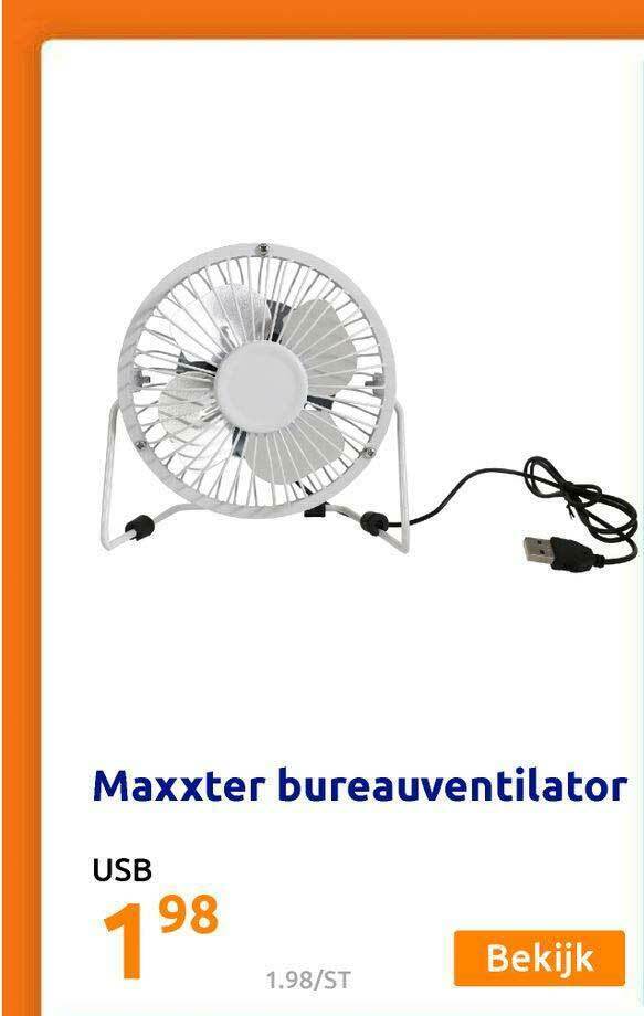 Maxxter Bureauventilator USB aanbieding bij Action