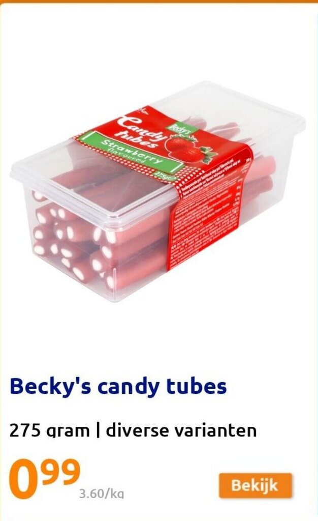 Becky's candy tubes 275g aanbieding bij Action