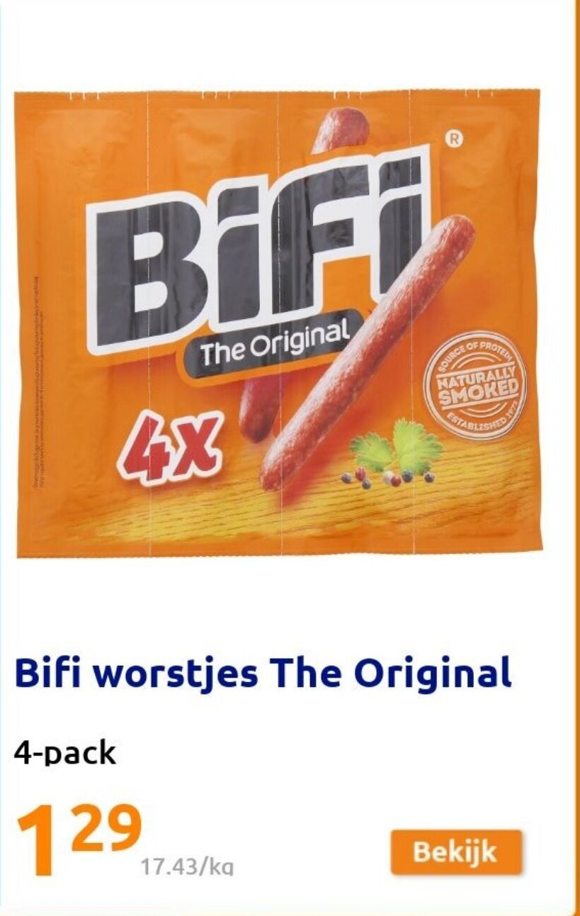 Bifi worstjes the original 4-pack aanbieding bij Action