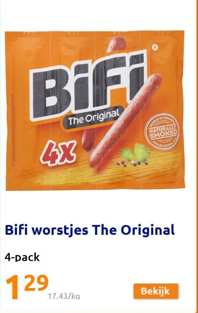 Bifi worstjes the original 4-pack aanbieding bij Action