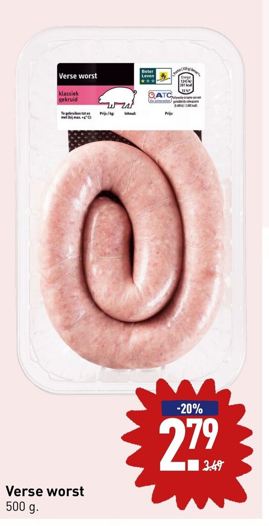 Verse Worst 500g aanbieding bij ALDI