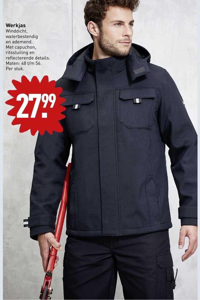 Werkjas Winddicht , Waterbestendig en Ademend. aanbieding bij ALDI