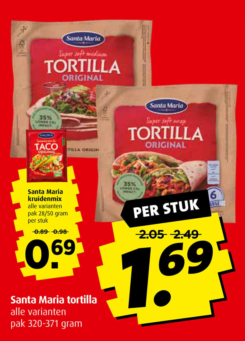 Santa Maria Tortilla Pak 320-371 gram Per Stuk aanbieding bij Boni