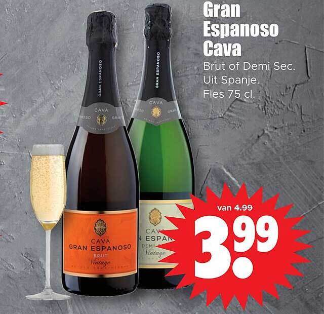 Gran espanoso cava brut of demi sec aanbieding bij Dirk