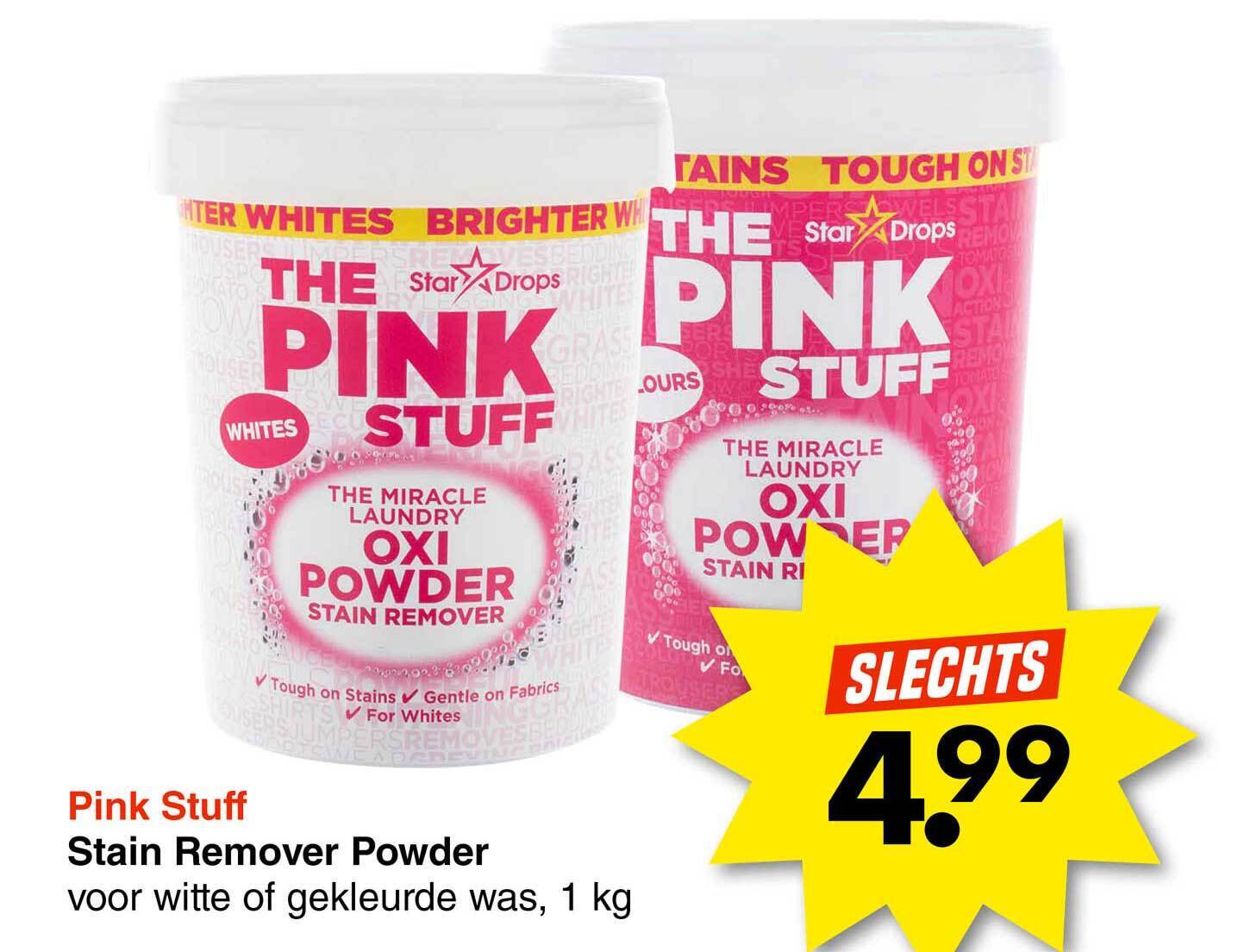 Pink stuff stain remover powder aanbieding bij Wibra