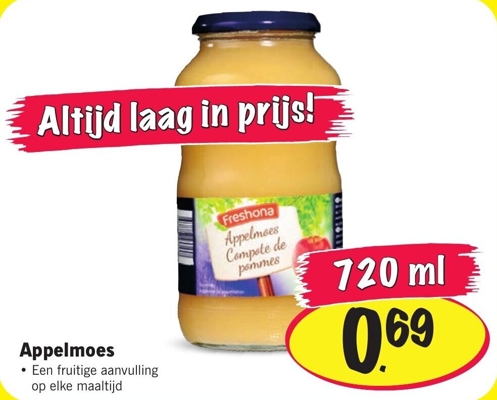 Freshona appelmoes 720ML aanbieding bij Lidl
