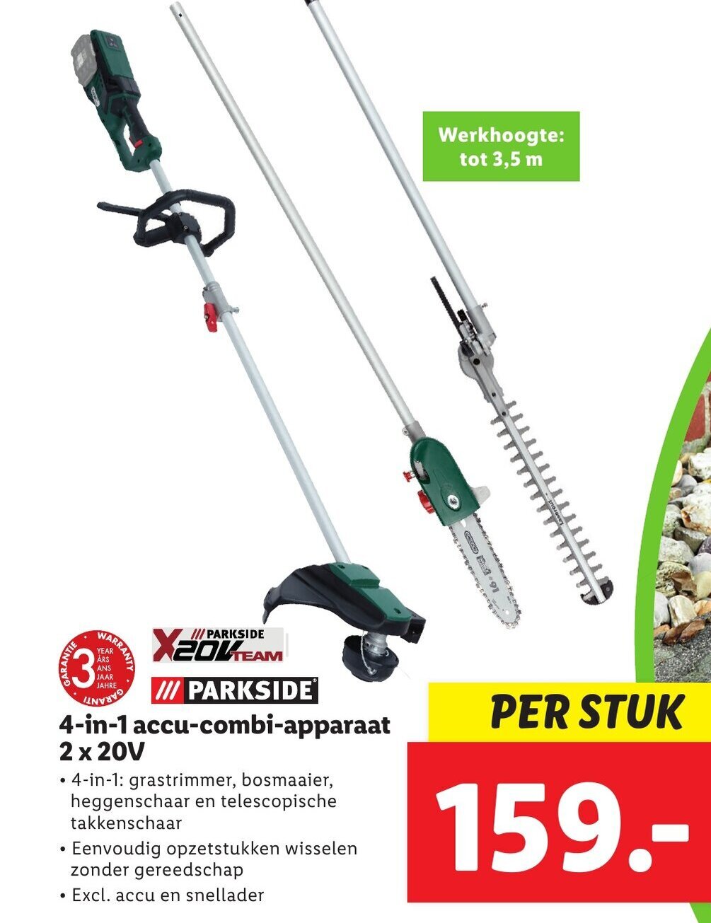 Parkside 4-in-1 combi-apparaat 2x20V aanbieding bij Lidl