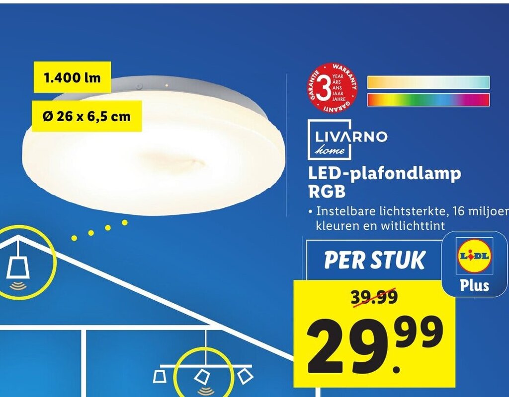 Livarno Home LED-plafondlamp RGB 26x6.5CM aanbieding bij Lidl
