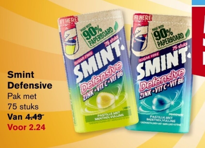Smint Defensive Pak Met 75 Stuks aanbieding bij Hoogvliet