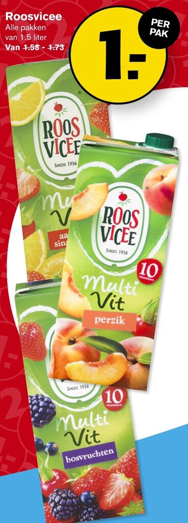 Roosvicee Alle Pakken van 1.5Liter aanbieding bij Hoogvliet