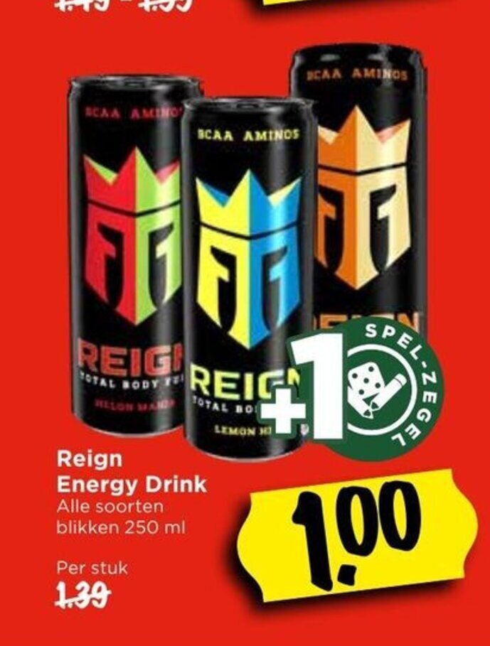 Reign Energy Drink 250 ml aanbieding bij Vomar Voordeelmarkt