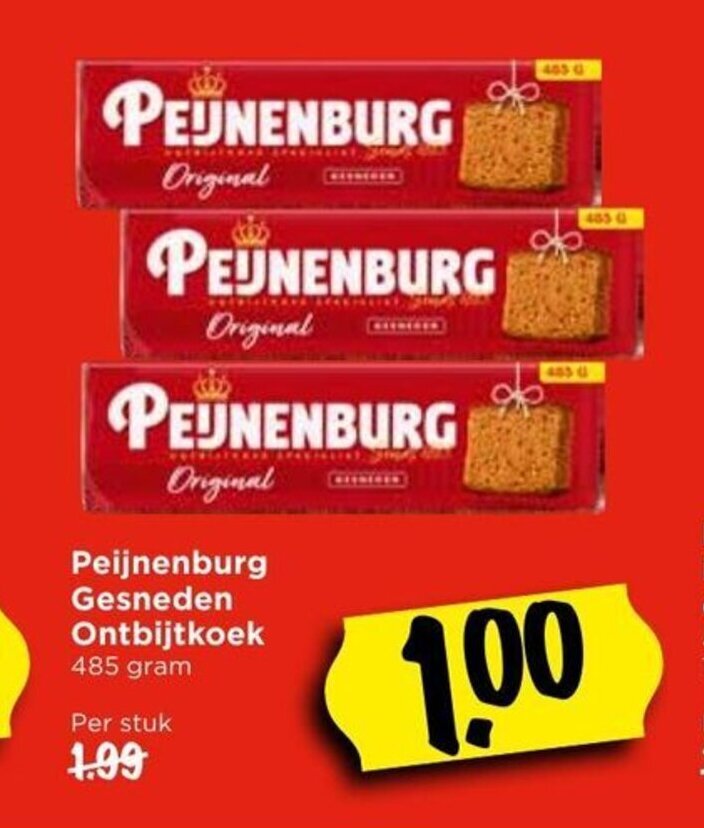 Peijnenburg Gesneden Ontbijtkoek 485 gram aanbieding bij Vomar ...