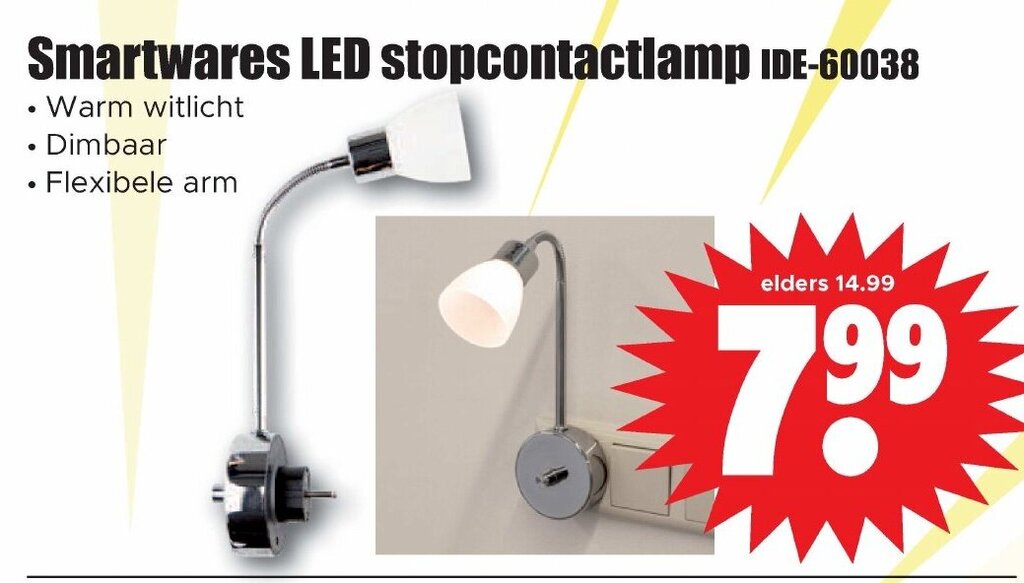 Smartwares LED stopcontactlamp IDE-60038 aanbieding bij Dirk