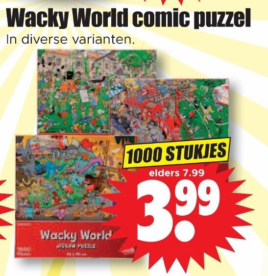 Wacky world comic puzzel aanbieding bij Dirk
