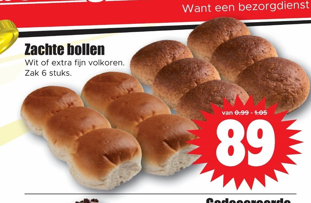 Zachte bollen 6 stuks aanbieding bij Dirk