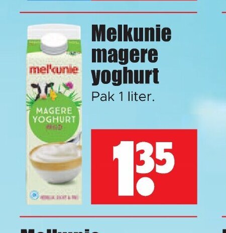Melkunie magere yoghurt 1 liter aanbieding bij Dirk
