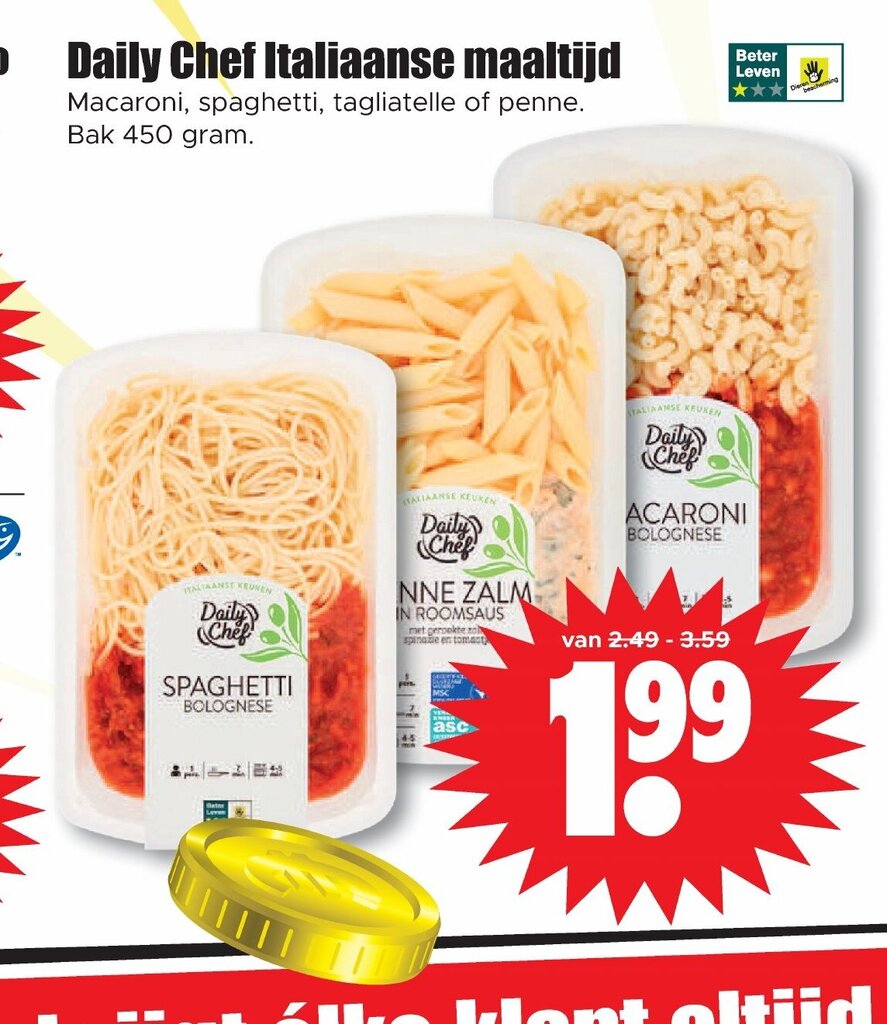 Daily Chef Italiaanse maaltijd 450 gram aanbieding bij Dirk