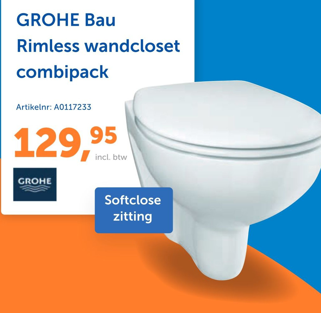 Grohe bau rimless wandcloset combipack aanbieding bij Warmteservice