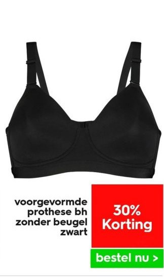 Voorgevormde prothese bh zonder beugel zwart aanbieding bij HEMA