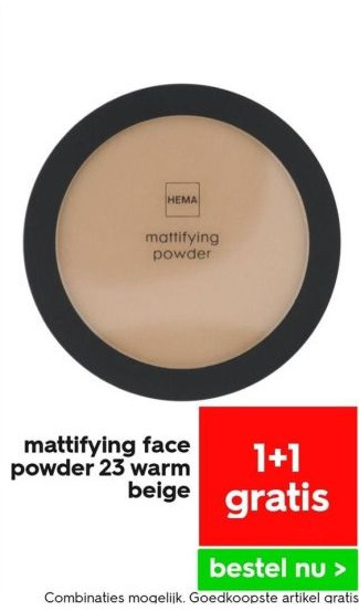 Mattifying face powder 23 warm beige aanbieding bij HEMA