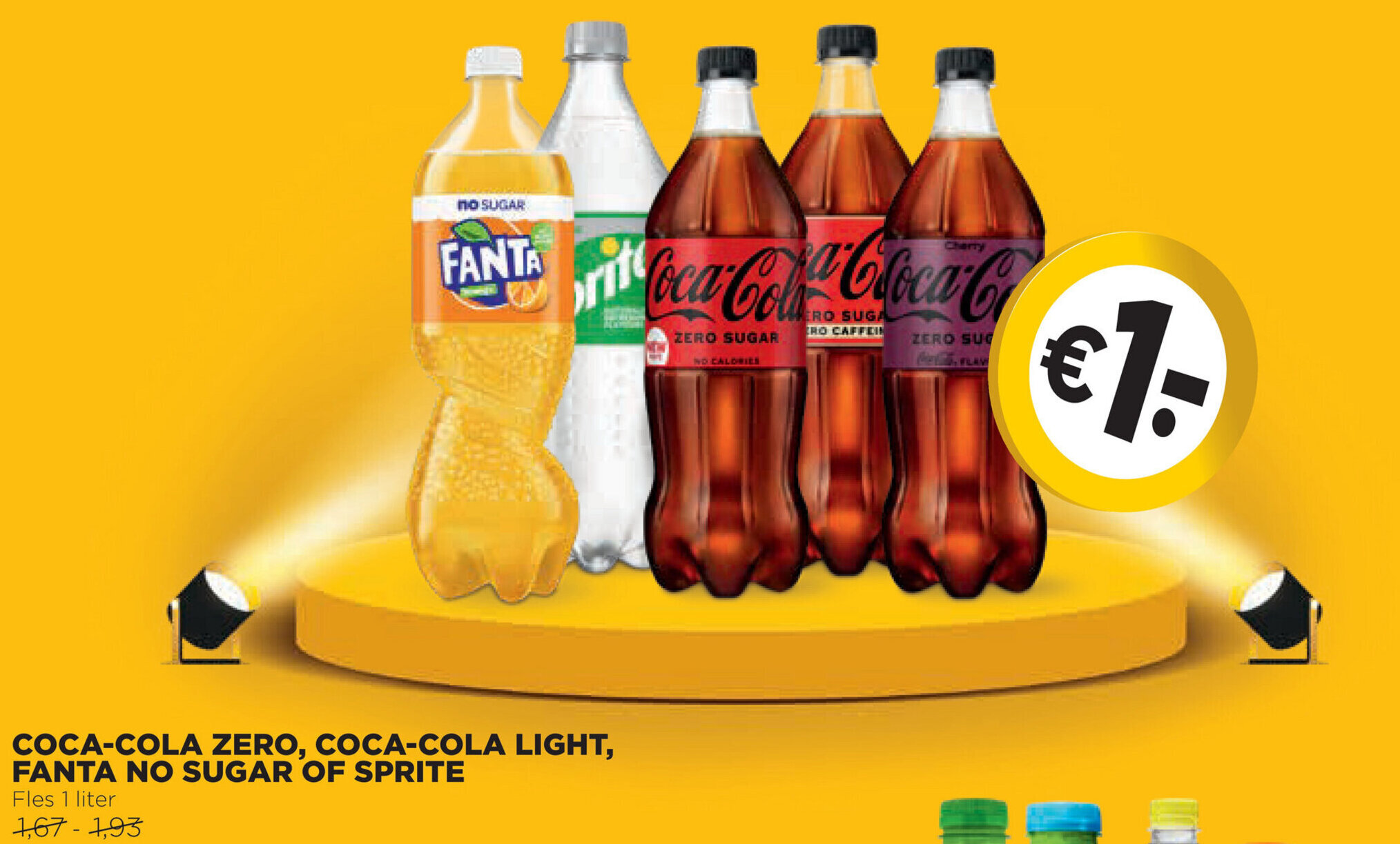Coca-cola zero, coca-cola light, fanta no sugar of sprite 1 liter ...