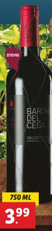 Barón del sega valdepeñas do tempranillo 2017 aanbieding bij Lidl