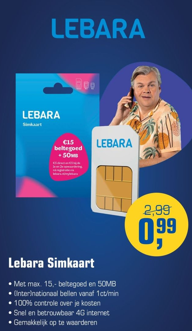 Lebara simkaart aanbieding bij Primera