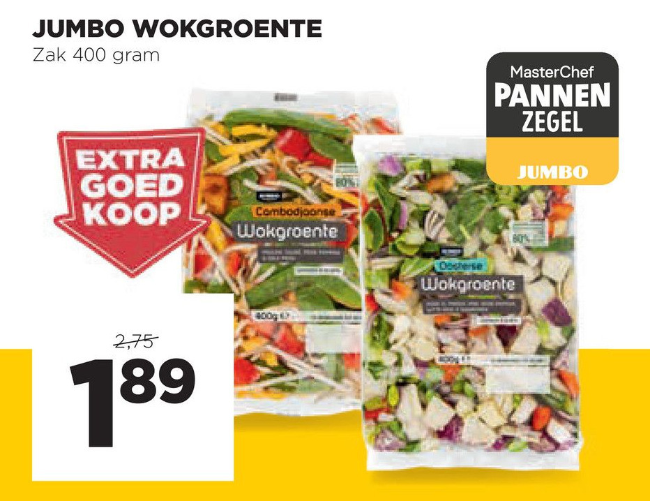Jumbo Wokgroente zak 400 gram aanbieding bij Jumbo