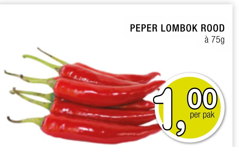 Peper lombok rood à 75g aanbieding bij Amazing Oriëntal