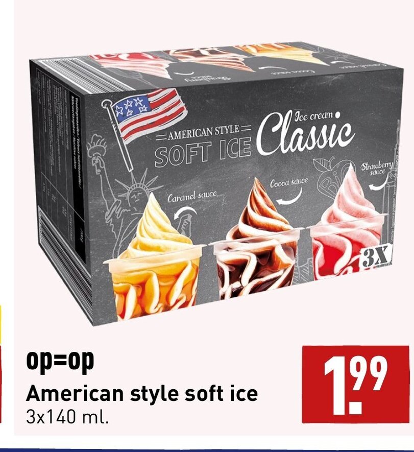 American style soft ice 3x140ML aanbieding bij ALDI