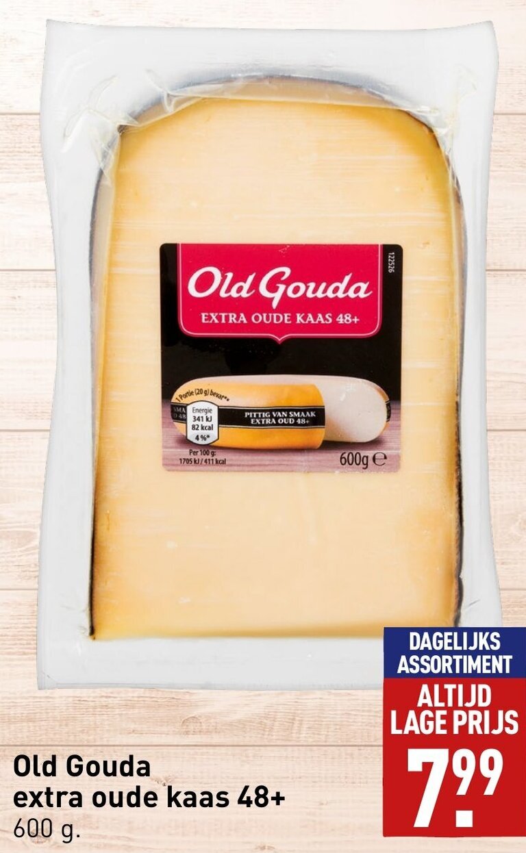 Old gouda extra oude kaas 48+ 600g aanbieding bij ALDI