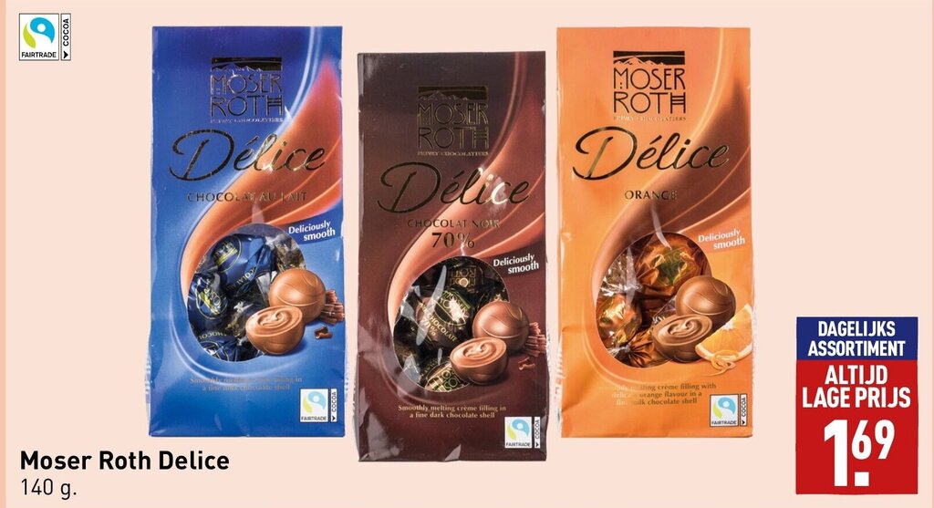 Moser roth delice 140g aanbieding bij ALDI