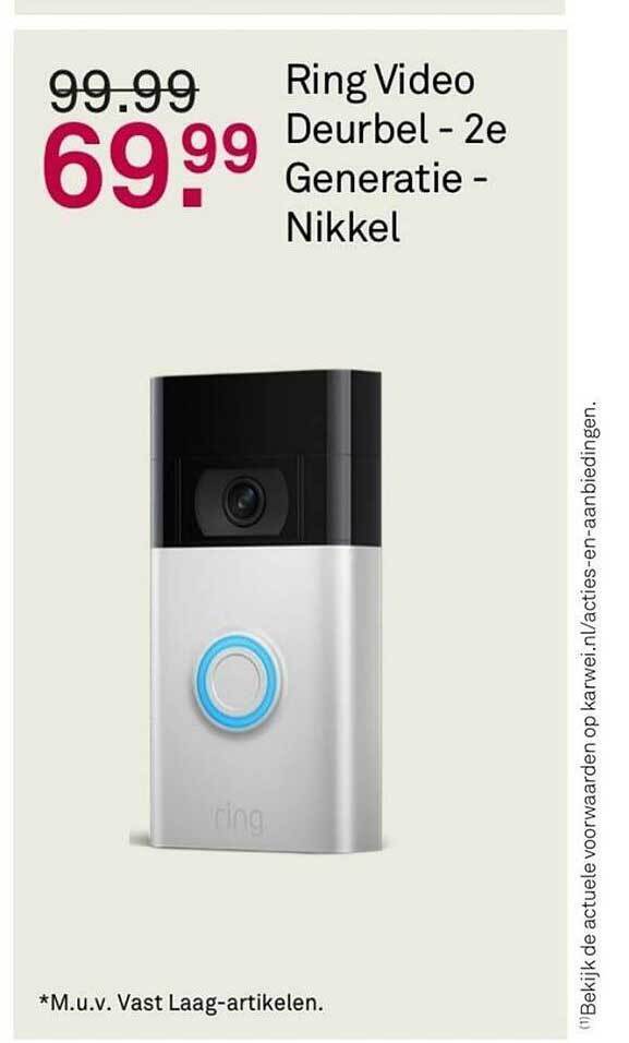Ring video deurbel - 2e generatie - nikkel aanbieding bij Karwei