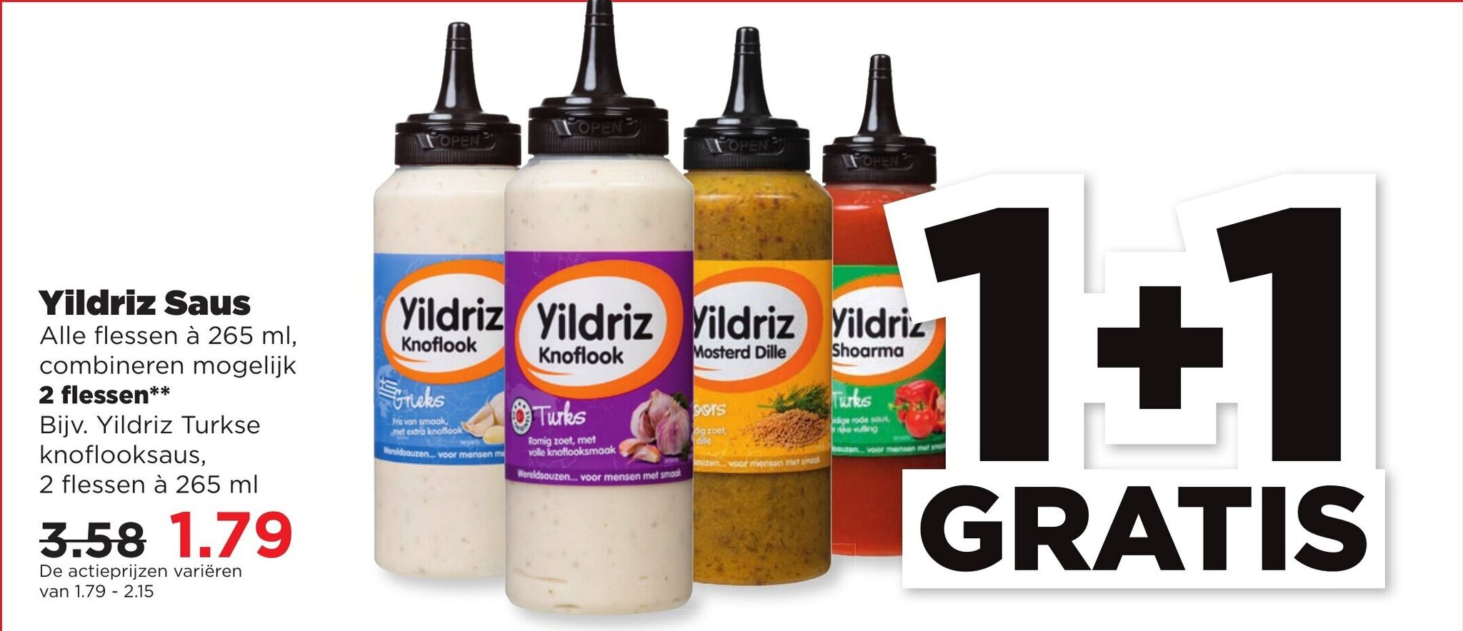 Yildriz saus 2 flessen 265ml aanbieding bij PLUS