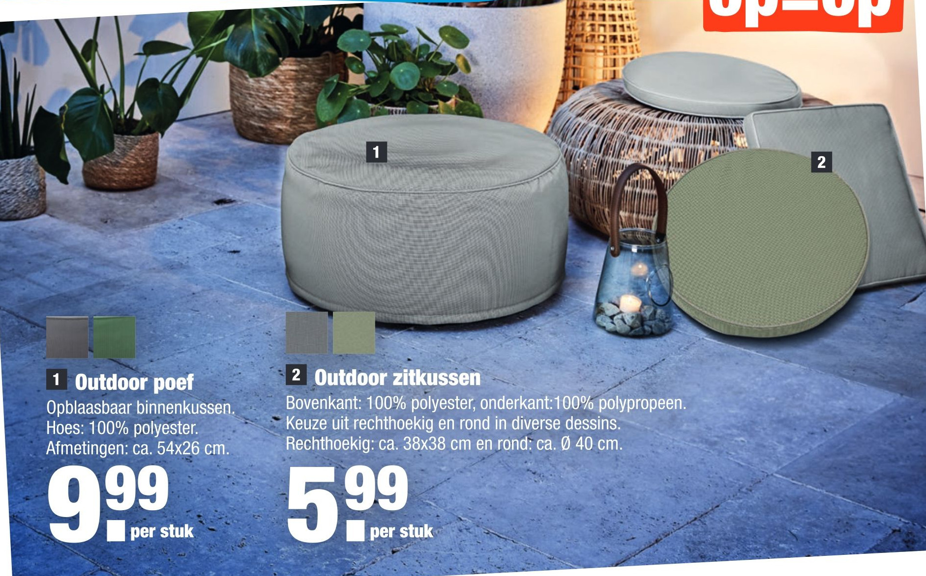 Outdoor poef en Outdoor zitkussen vanaf aanbieding bij ALDI