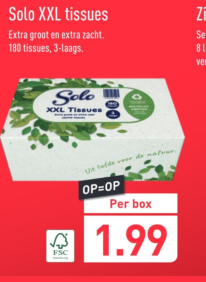 Solo XXL tissues 3-laags aanbieding bij ALDI