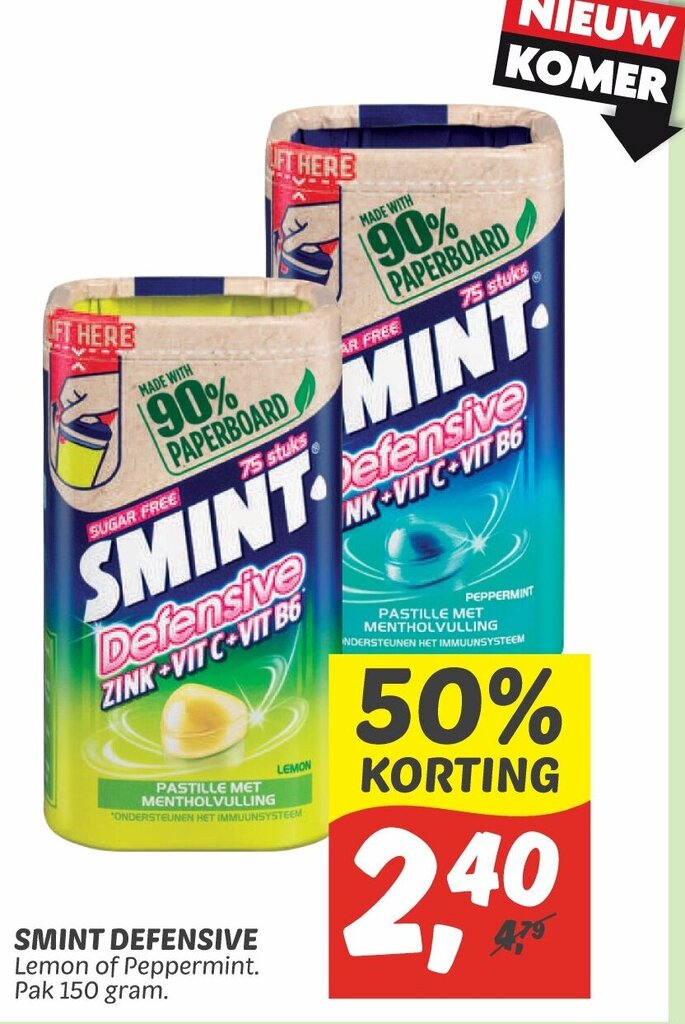 Smint defensive 150 gram aanbieding bij Dekamarkt