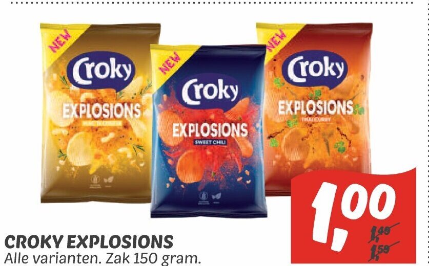 Croky explosions 150 gram aanbieding bij Dekamarkt