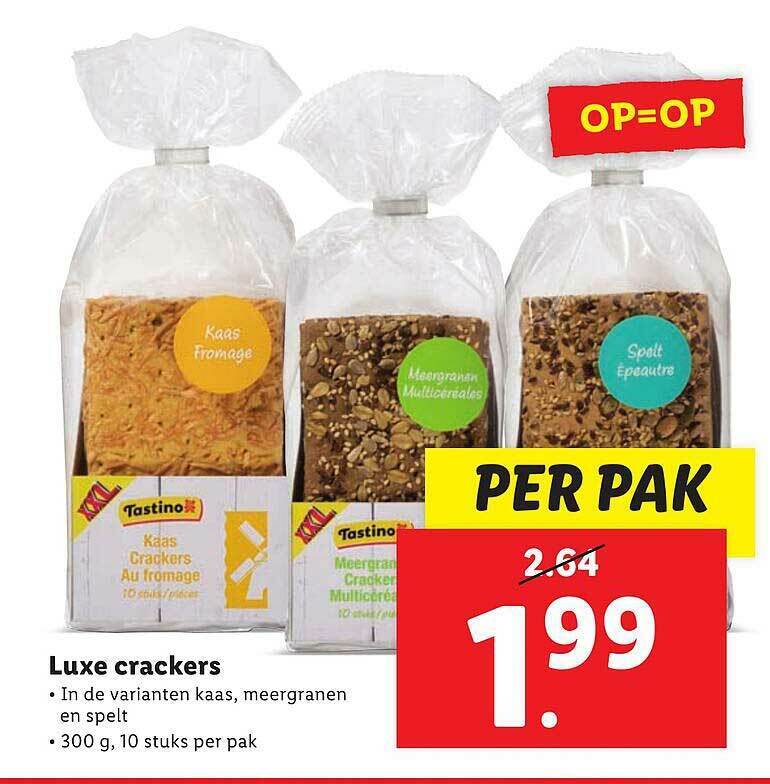 Tastino luxe crackers aanbieding bij Lidl
