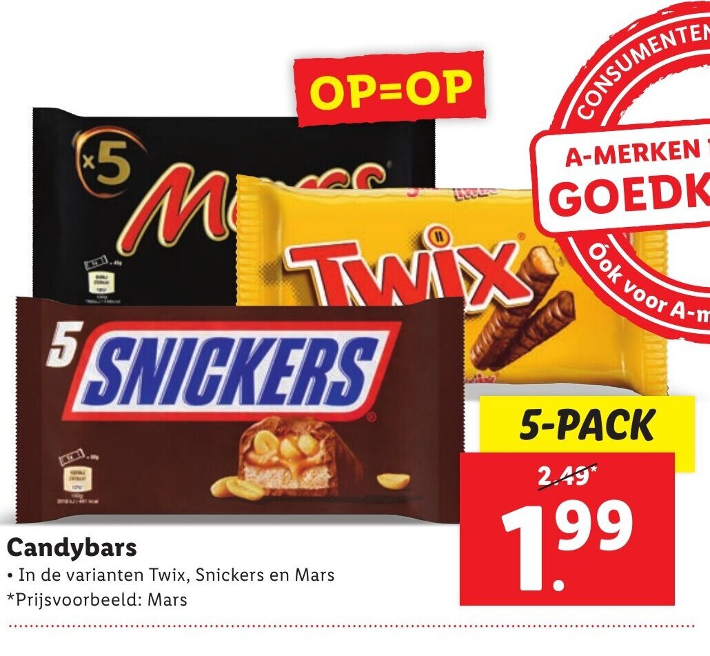 Candybars 5-pack aanbieding bij Lidl