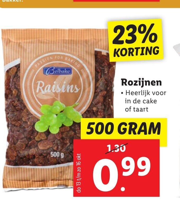 Rozijnen 500gram aanbieding bij Lidl