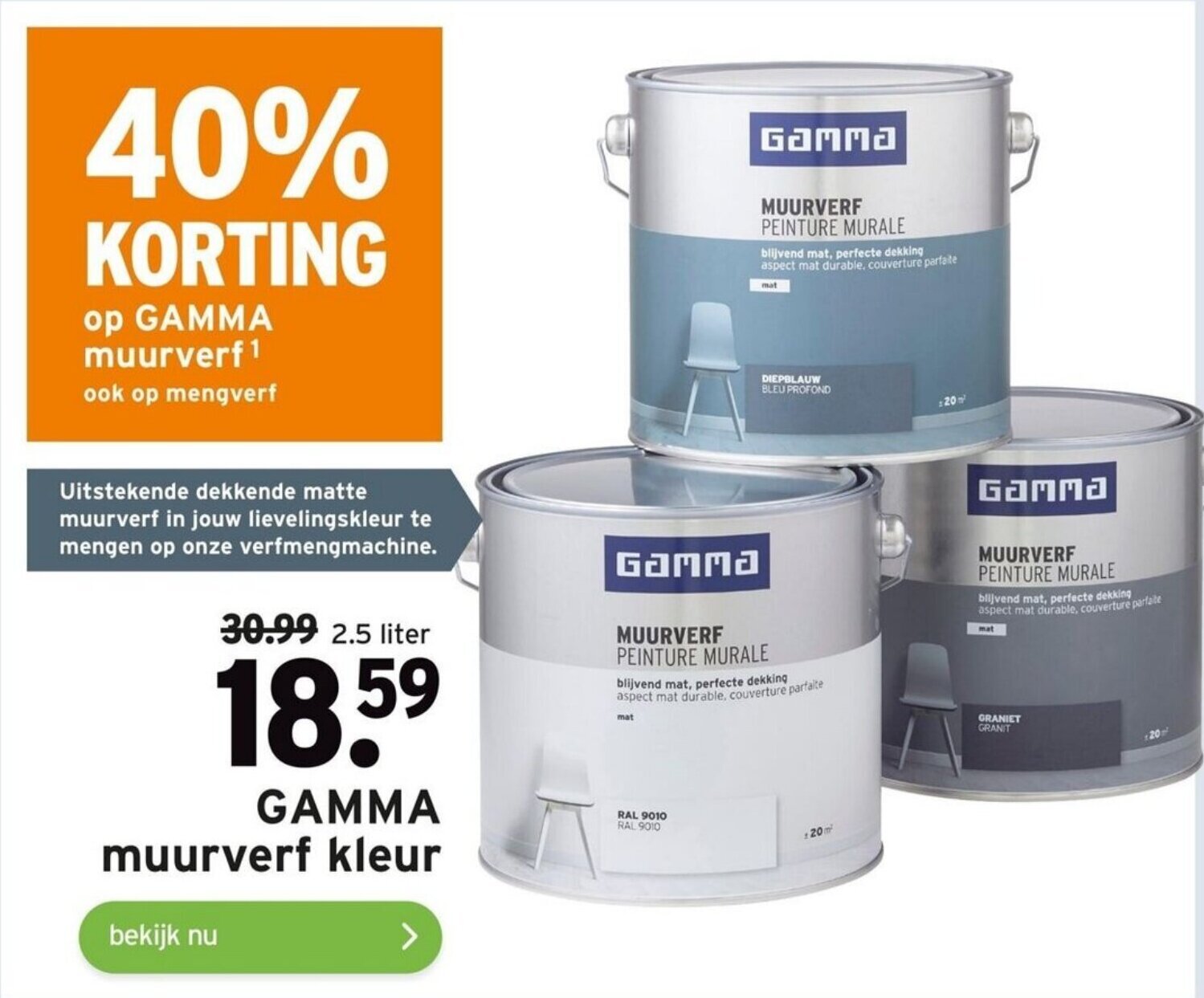 Gamma muurverf kleur aanbieding bij GAMMA