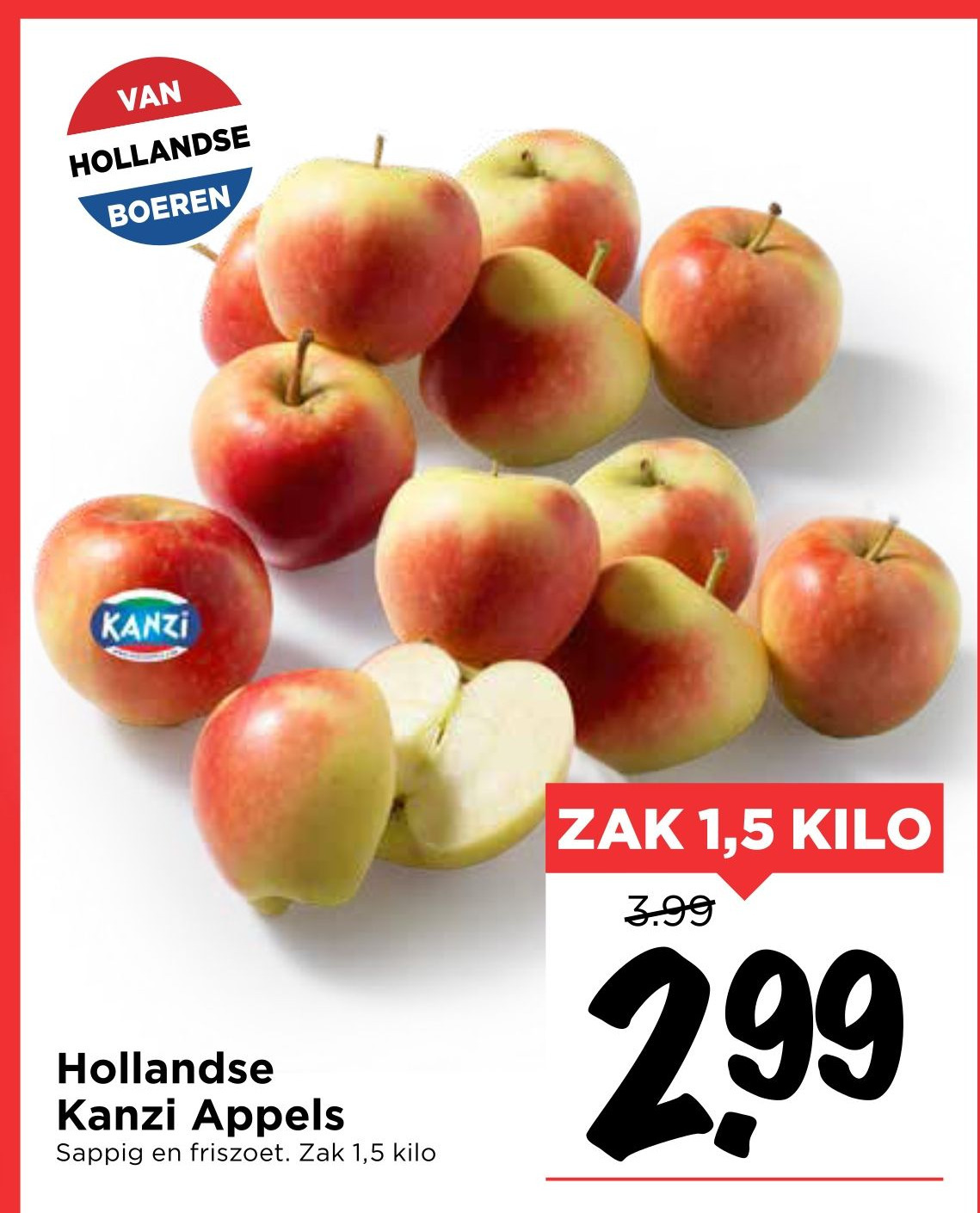 Hollandse Kanzi Appels zak 1,5 kilo aanbieding bij Vomar