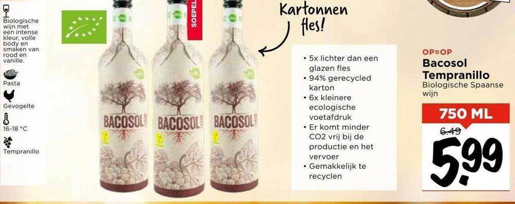 Bacosol tempranillo aanbieding bij Vomar Voordeelmarkt