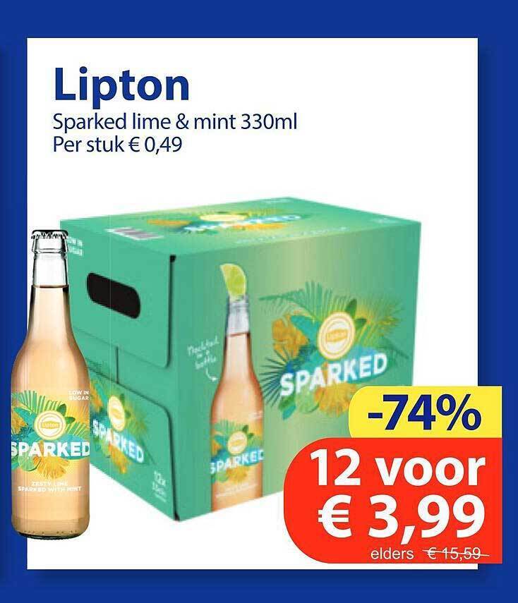 Lipton sparked lime & mint 330ml aanbieding bij Die Grenze