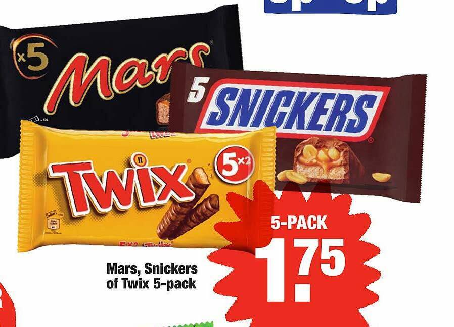 Mars, Snickers Of Twix 5-Pack aanbieding bij ALDI