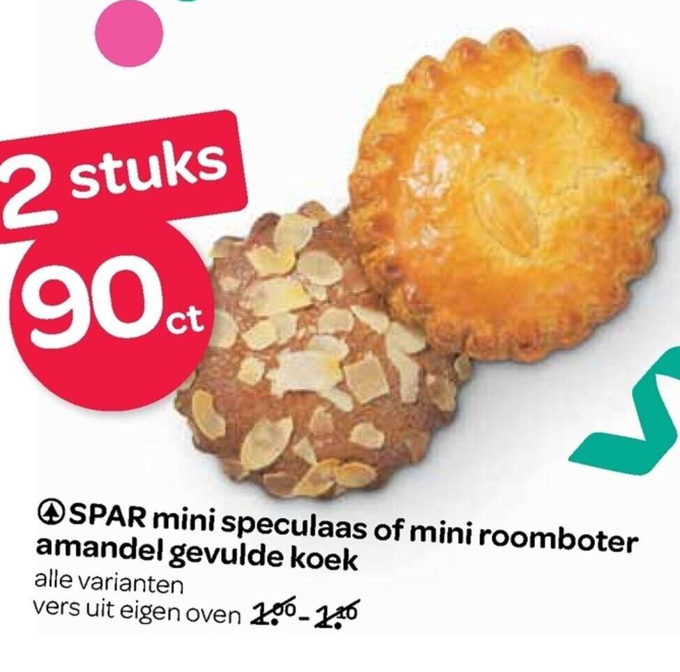 Mini speculaas of mini roomboter amandel gevulde koek aanbieding bij Spar