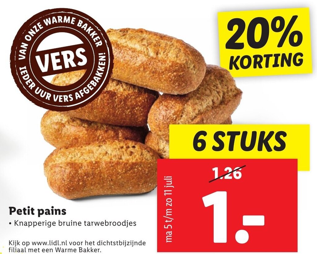 Petit pains 6st aanbieding bij Lidl