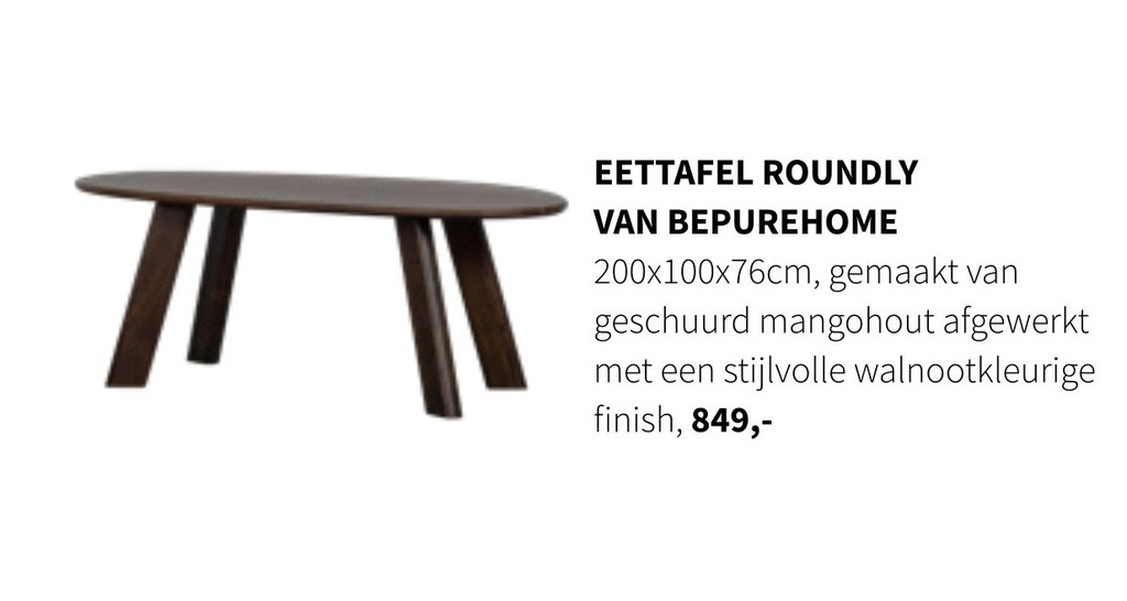 Eettafel roundly van bepurehome aanbieding bij Nijhof